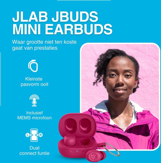JLab JBuds Mini Draadloze Oordopjes - Oortjes draadloos - Multipoint ...