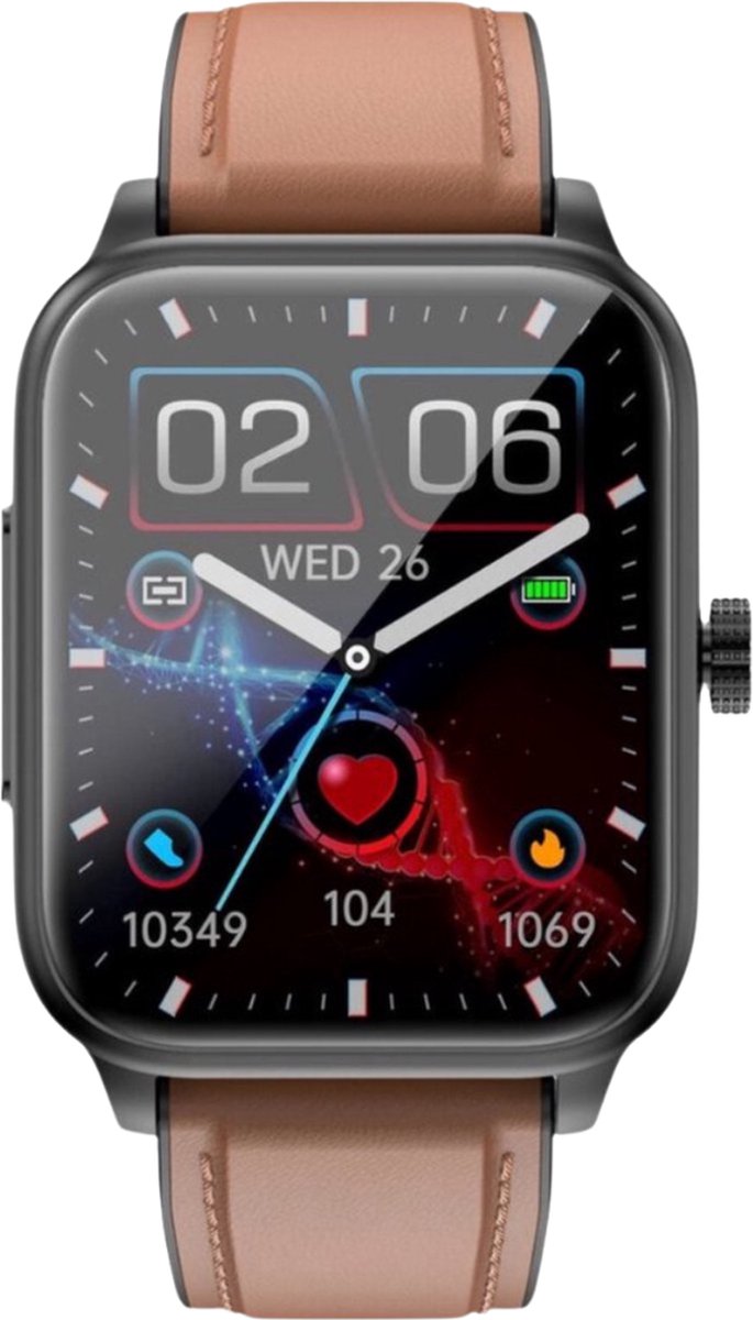 GlucoWatch ECG Hartslagmeter Smartwatch Bruin