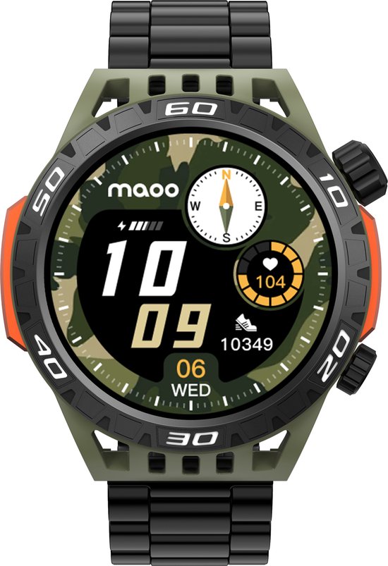 Maoo Explorer Outdoor Smartwatch Heren Camouflage Stainless Steel & TPU