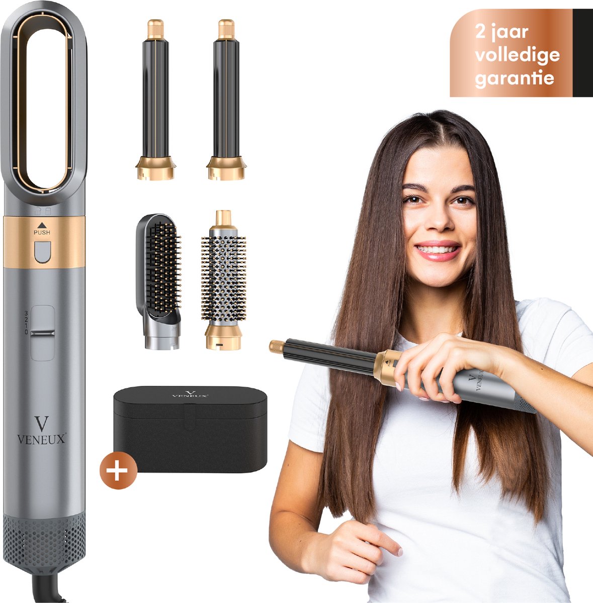VENEUX Föhnborstel 5-in-1 Multistyler Grijs Goud Review